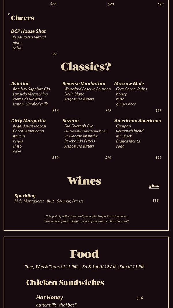 The Coop Menu – Double Chicken Please