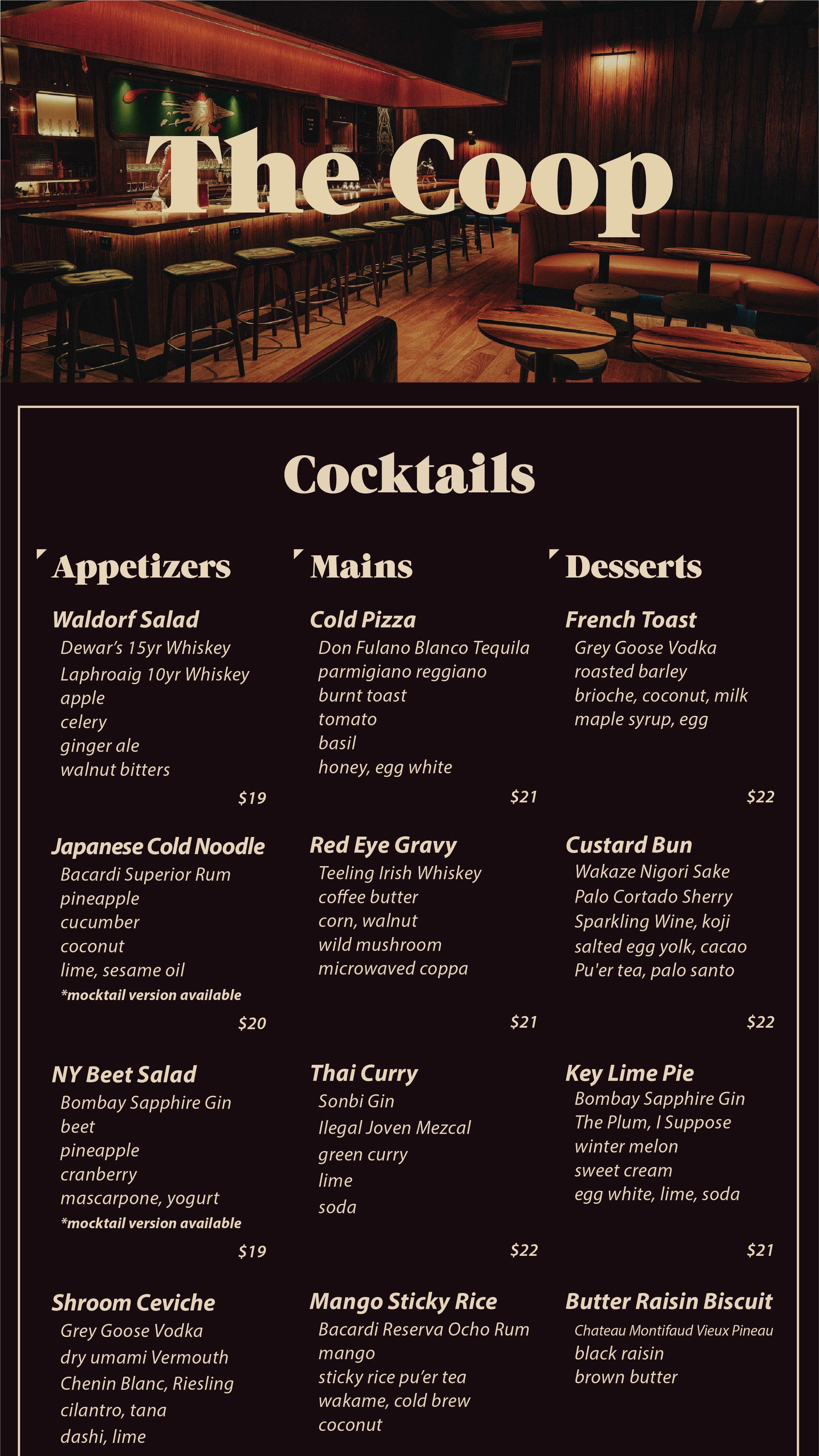 The Coop Menu – Double Chicken Please