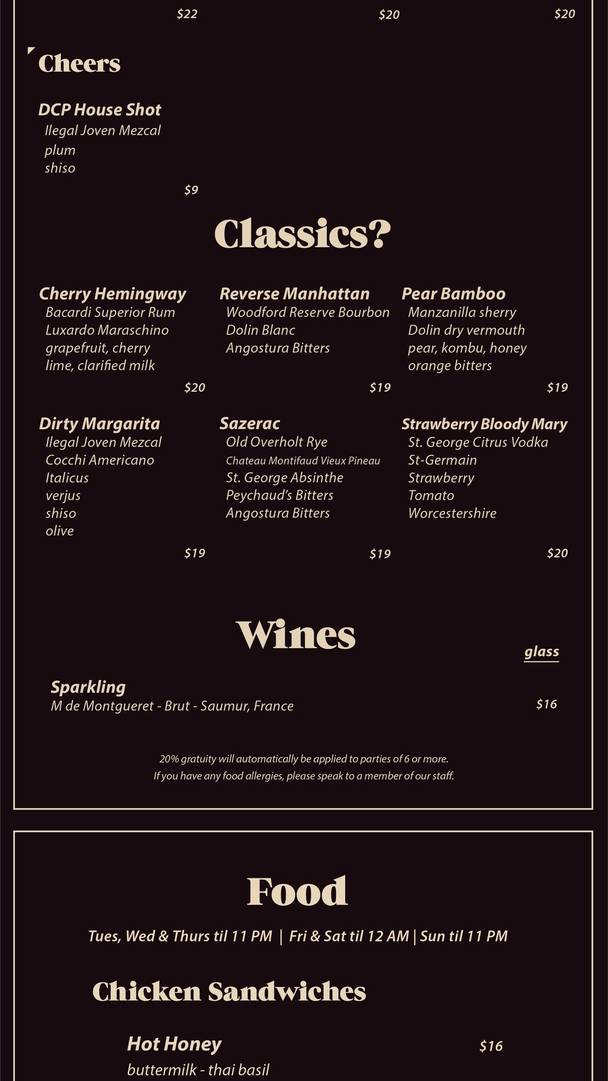 The Coop Menu – Double Chicken Please