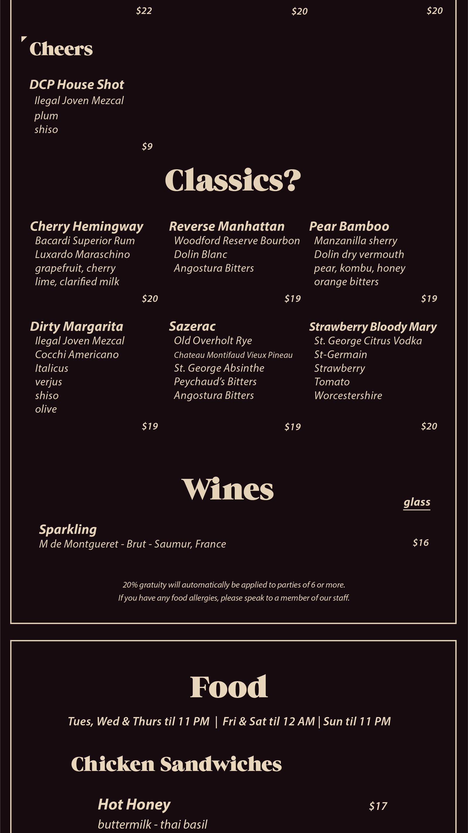 The Coop Menu – Double Chicken Please