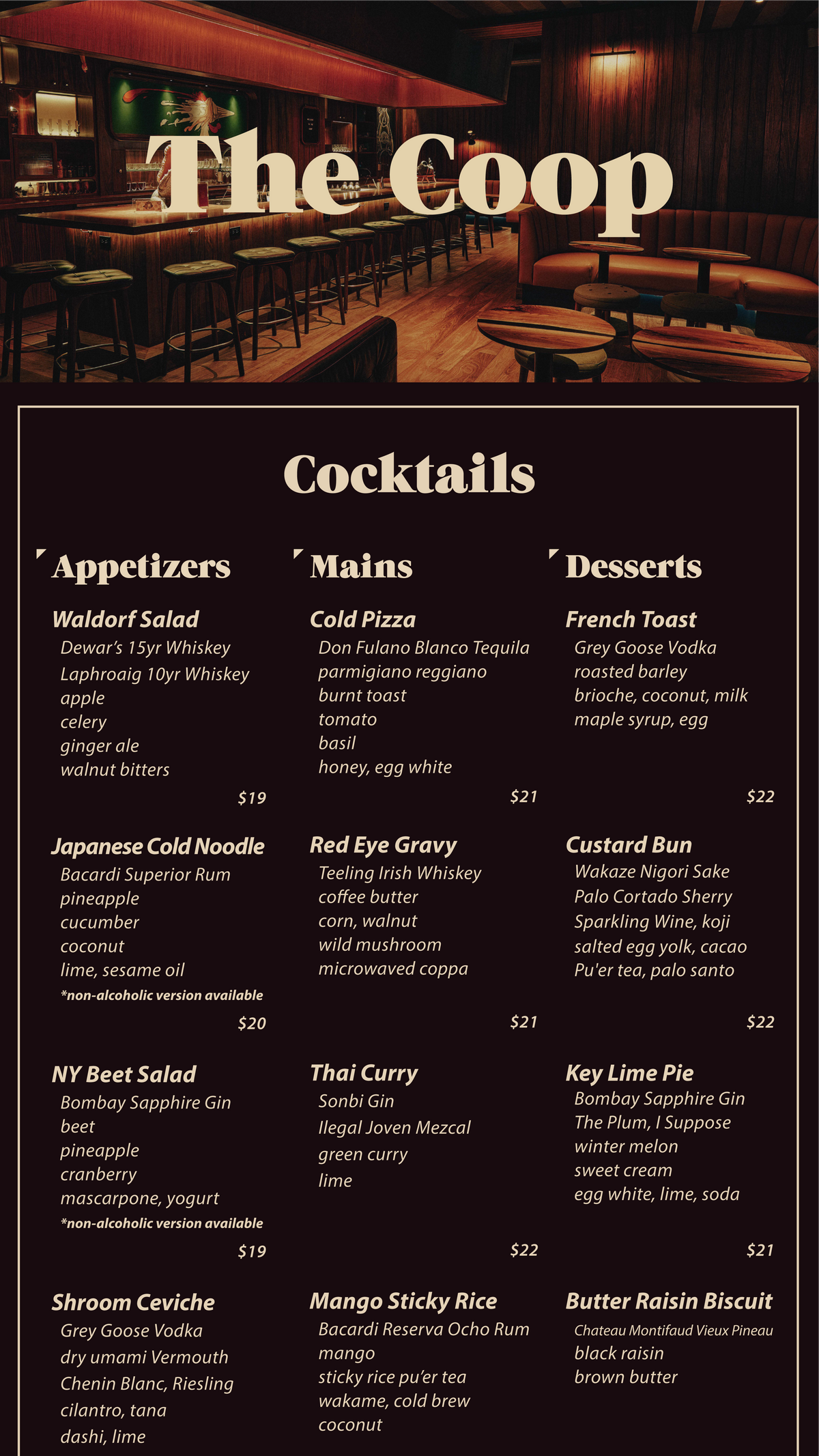 The Coop Menu – Double Chicken Please