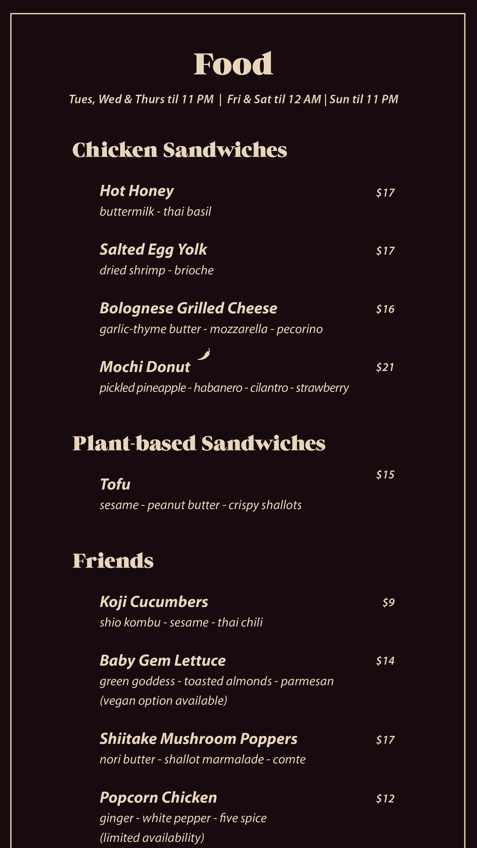 The Coop Menu – Double Chicken Please