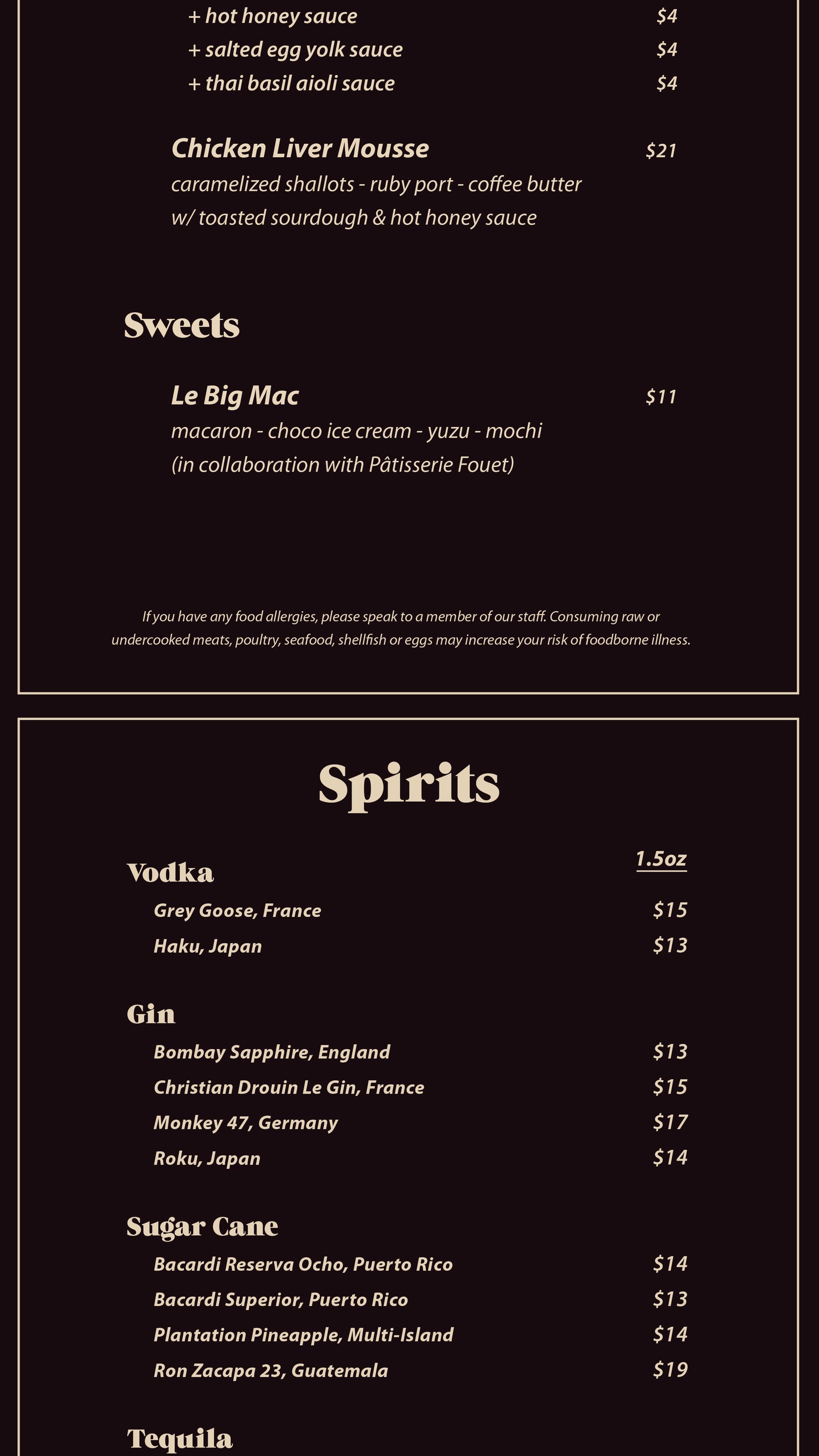 The Coop Menu – Double Chicken Please